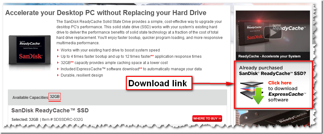 Installing a SanDisk ReadyCache 32GB SSD in an Older Desktop « Russ' Do ...